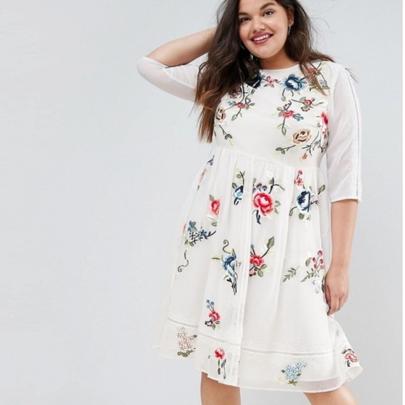 ASOS Curve | Dresses | Asos Curve Premium Midi Skater Dress With Floral ...
